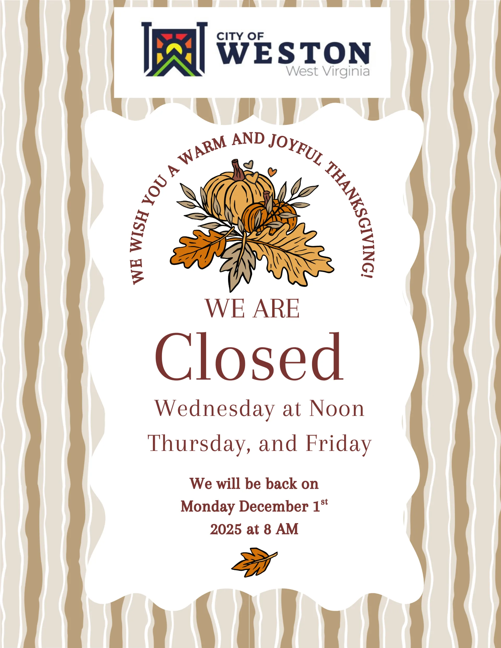 Thanksgiving Holiday Hours