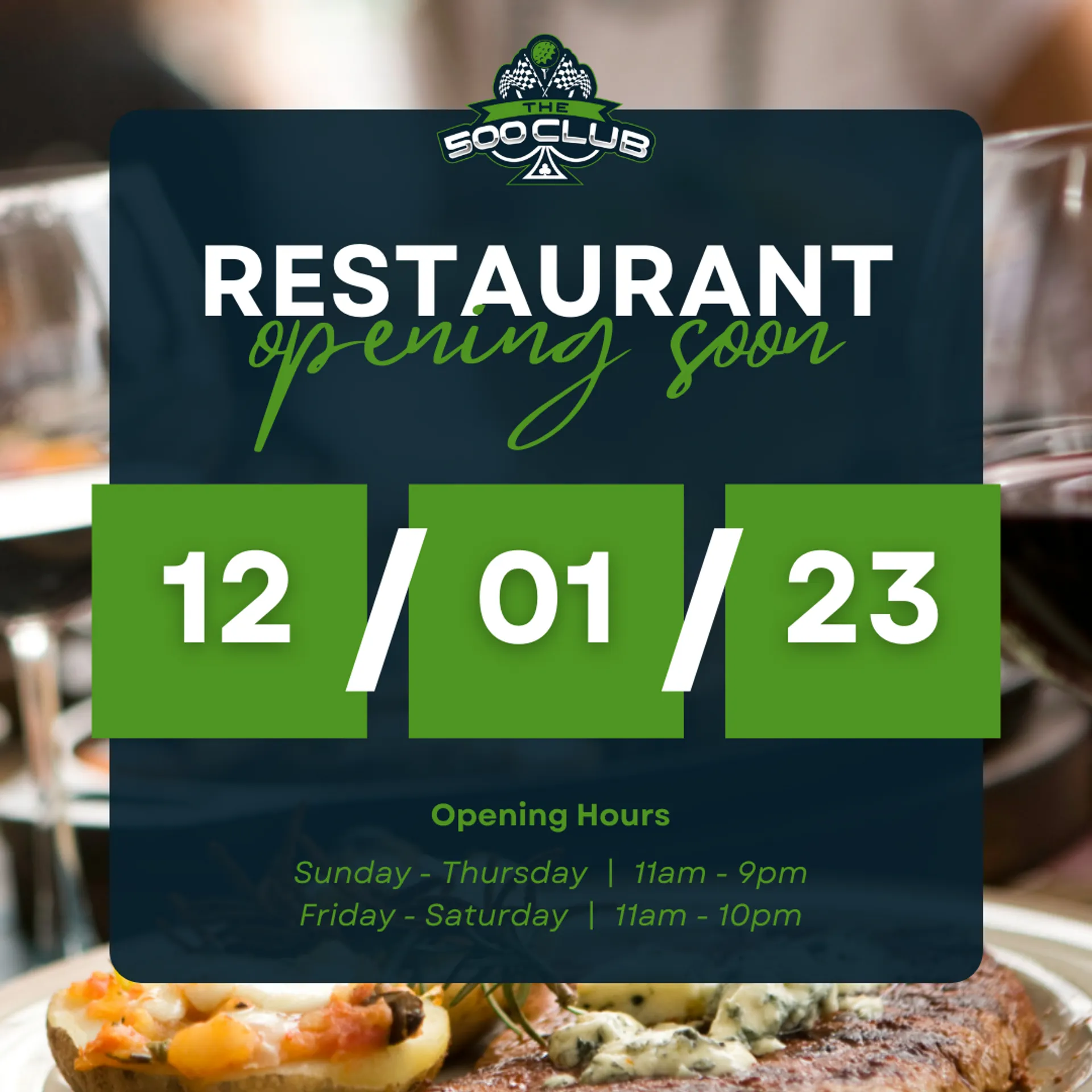 SAVE THE DATE! The 500 Club Restaurant is opening its doors on Friday ...