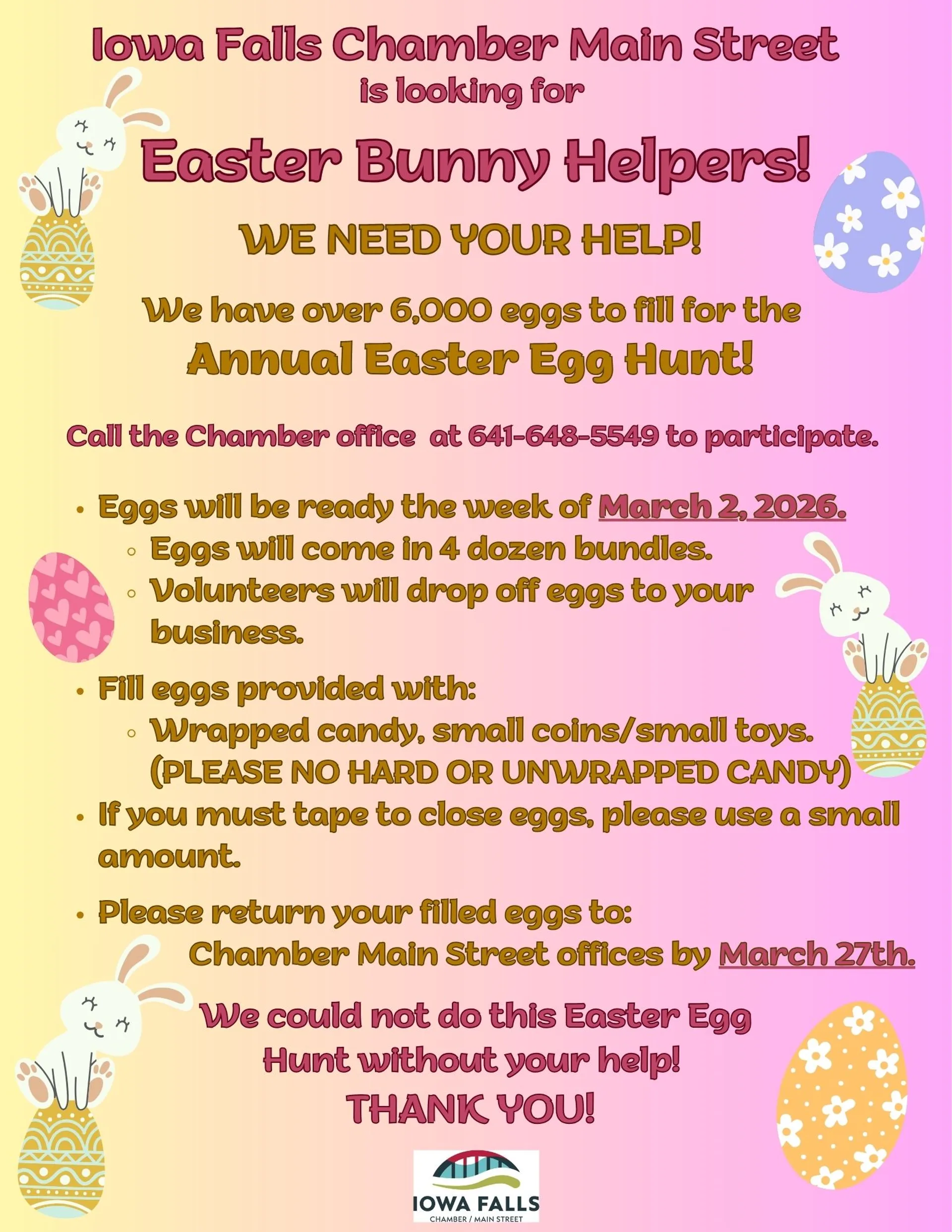 Needed! Easter Bunny Helpers!!