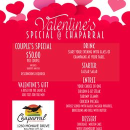 Valentine's Dinner at Chaparral Golf Course & Restaurant