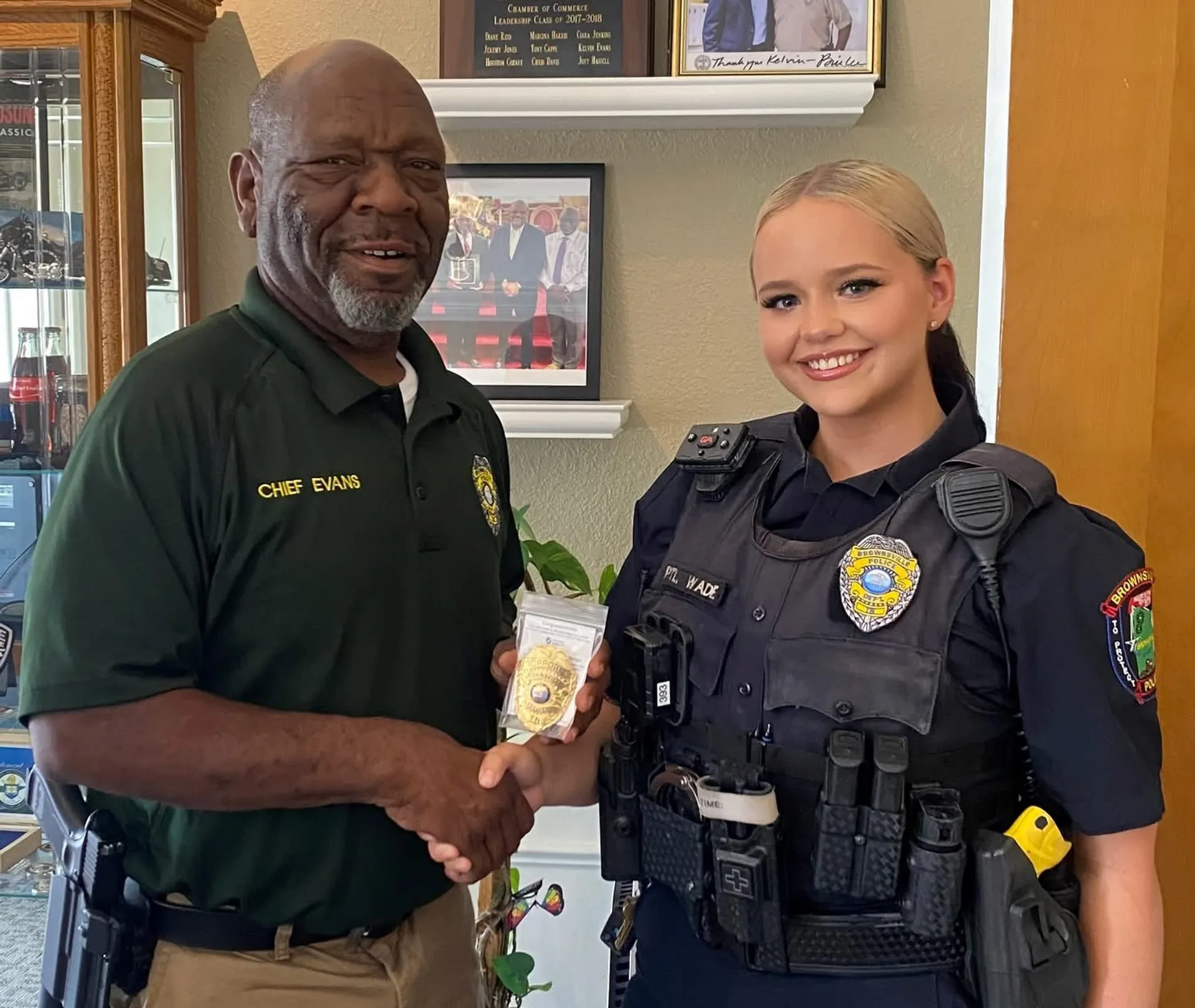Samantha Wade promoted to the rank of Corporal with the Brownsville Police